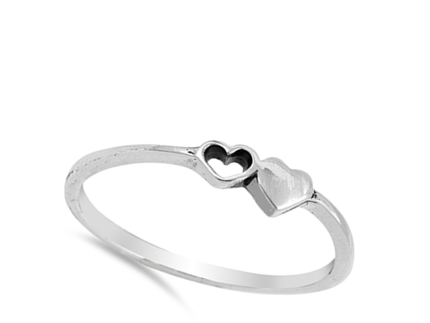 Cutout Heart Purity Promise Dainty Ring New .925 Sterling Silver Band Size 9