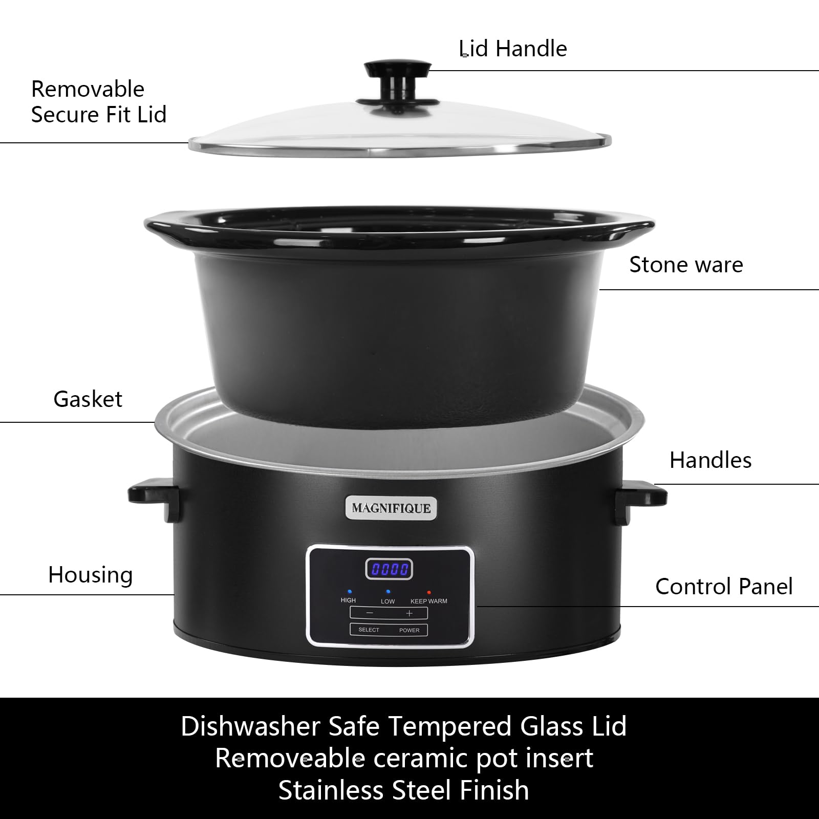HOMECOOKIN 4-Quart Slow Cooker with Casserole Manual Warm Setting - Perfect Kitchen Small Appliance for Family Dinners, Dishwasher Safe Crock, Red