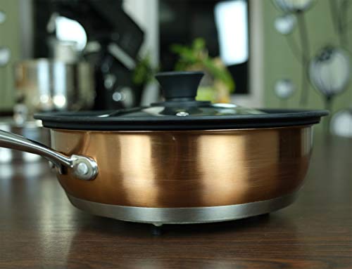 Glass Lid Universal - Graduated Kitchen Lids Multisize 8.5β / 21.5 cm, 9.25β / 23.5 cm, 10β / 25.5 cm (outer edges 10.6β / 27 cm) Diameter for Pots and Pans, Heat Resistant Silicone Rim, Round Black