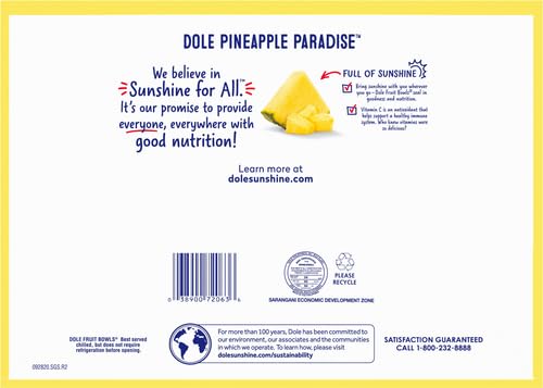 Dole Pineapple Paradise Pineapple Tidbits in a Blend of 100% Fruit Juices Snacks, 4oz 12 Total Cups, Gluten & Dairy Free, Bulk Lunch Snacks for Kids & Adults