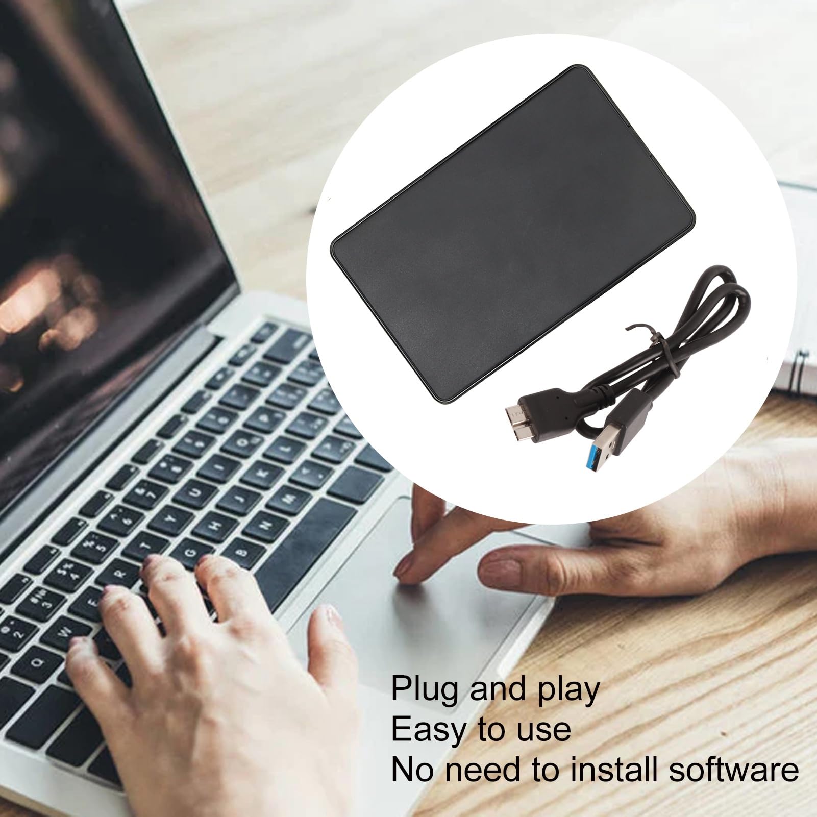 External Hard Drive, 2.5in Portable Hard Drive HDD Storage Device USB2.0 Hard Disk with USB Cable and Storage Bag for Computer Desktop PC(750GB)