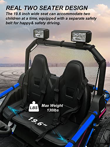 OTTARO 24V 10AH Ride on UTV Cars 2 Seater, Electric Cars Vehicles for Kids Teens,Metal Frame,EVA Wheels, 2x200W Powerful Motors, 20β Large 2 Seats, Bluetooth, Remote Control, Max Speed 4.7Mph(Blue)