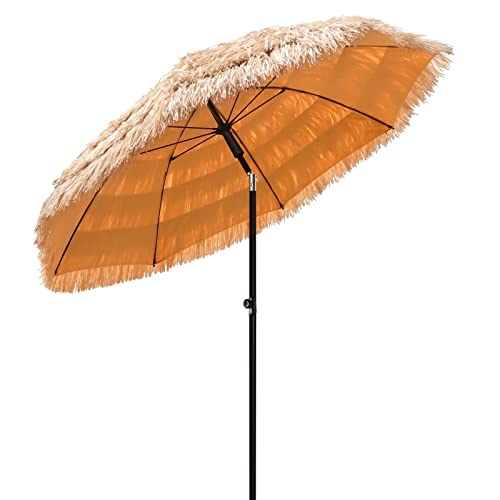 Funsite 6ft Tiki Umbrellas for Outside, UV Protect Thatch Umbrella with Tilt Design, Thatch Patio Umbrella for Outdoor Tiki Bar, Tropical Palapa Tiki Hut Hawaiian Hula Beach Umbrella
