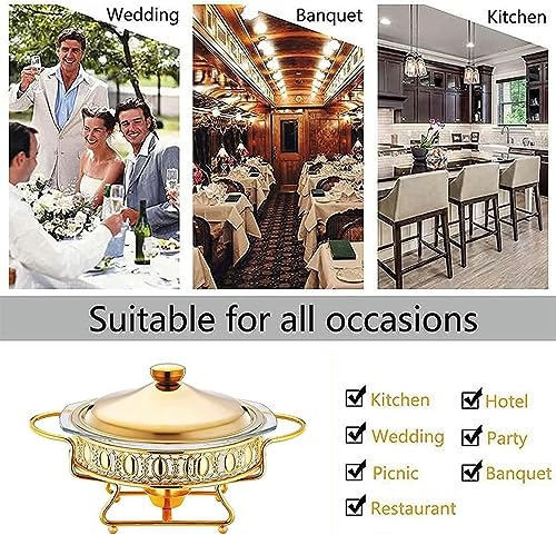 Chef Chafing Dish Buffet Set, Stainless Steel Chafer and Buffet Warmers Sets, Catering Buffet Mini Hot Pot Outdoor Picnic Household (Gold)