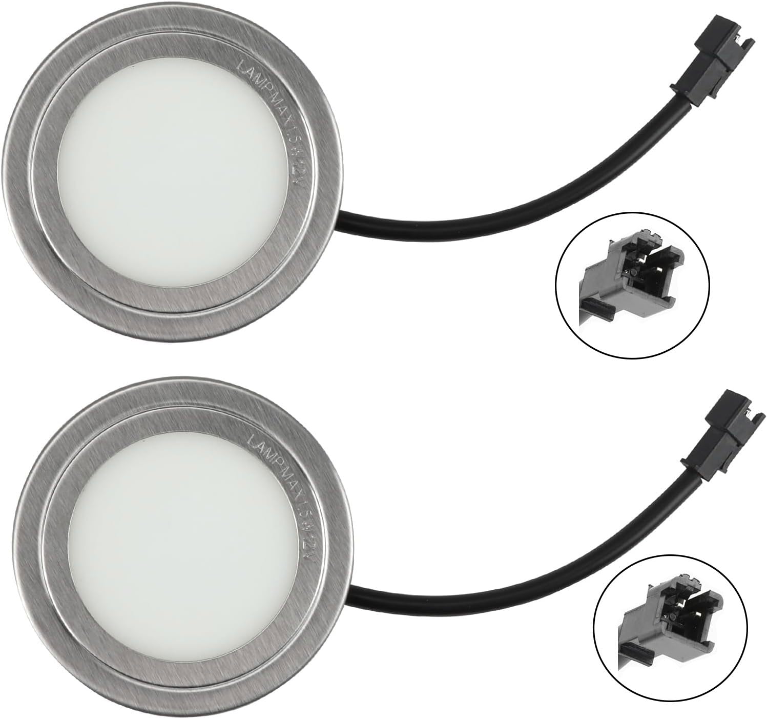 GUGUMO 2Pack DC 12V 1.5W Range Hood Bulb with SM Socket, Sturdy Stainless Steel Undercabinet Closet LED Light Kitchen Lamps, Stove Appliance Light LED Replacement (Cold White, 6000K)(Plz See Details)