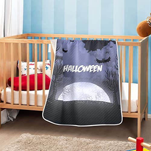 Full Moon Bat Sky Unisex Fluffy Baby Blanket for Crib Toddler Blanket for Daycare with Thick and Soft Material Security Blanket for Stroller Travel Decorative Gift