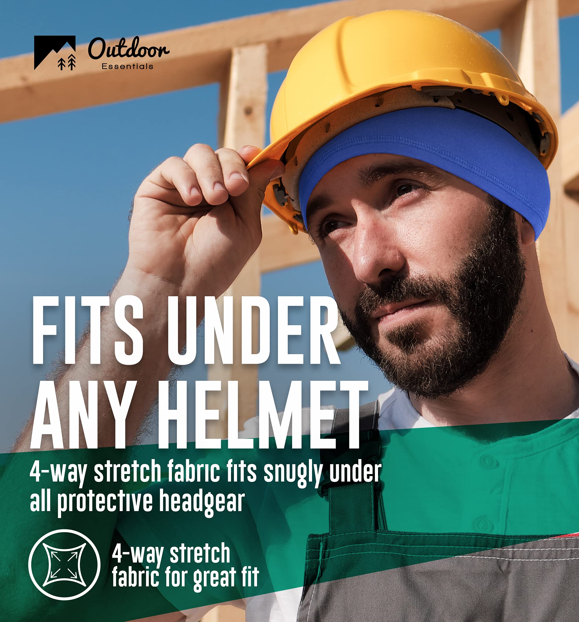 Cooling Skull Cap Helmet Liner for Men - Sweat Wicking Bike, Cycling, Bicycle Head Cap Beanie - Motorcycle & Hard Hat Liners Blue