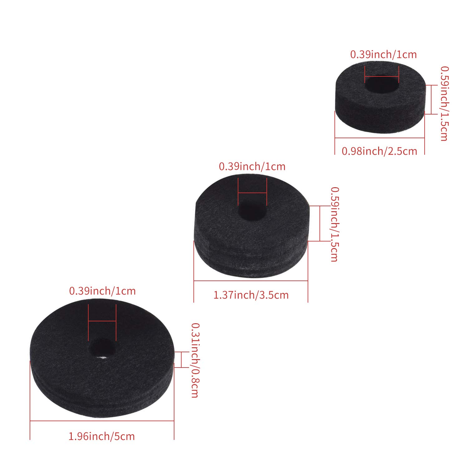 Cymbal Replacement Accessories 21 Pieces,Cymbal Stand Sleeves,Cymbal Felts with Cymbal Washer and Base Wing Nuts for Drum Set