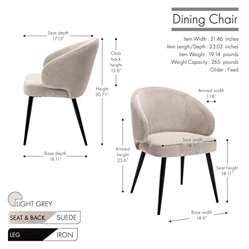 Porthos Home Dana Dining Chair with Luxurious Smooth Suede Upholstery, Rounded Back, Thick Supportive Seat Cushion, Rust-Resistant Iron Legs - Ideal for Dining Rooms and Kitchens