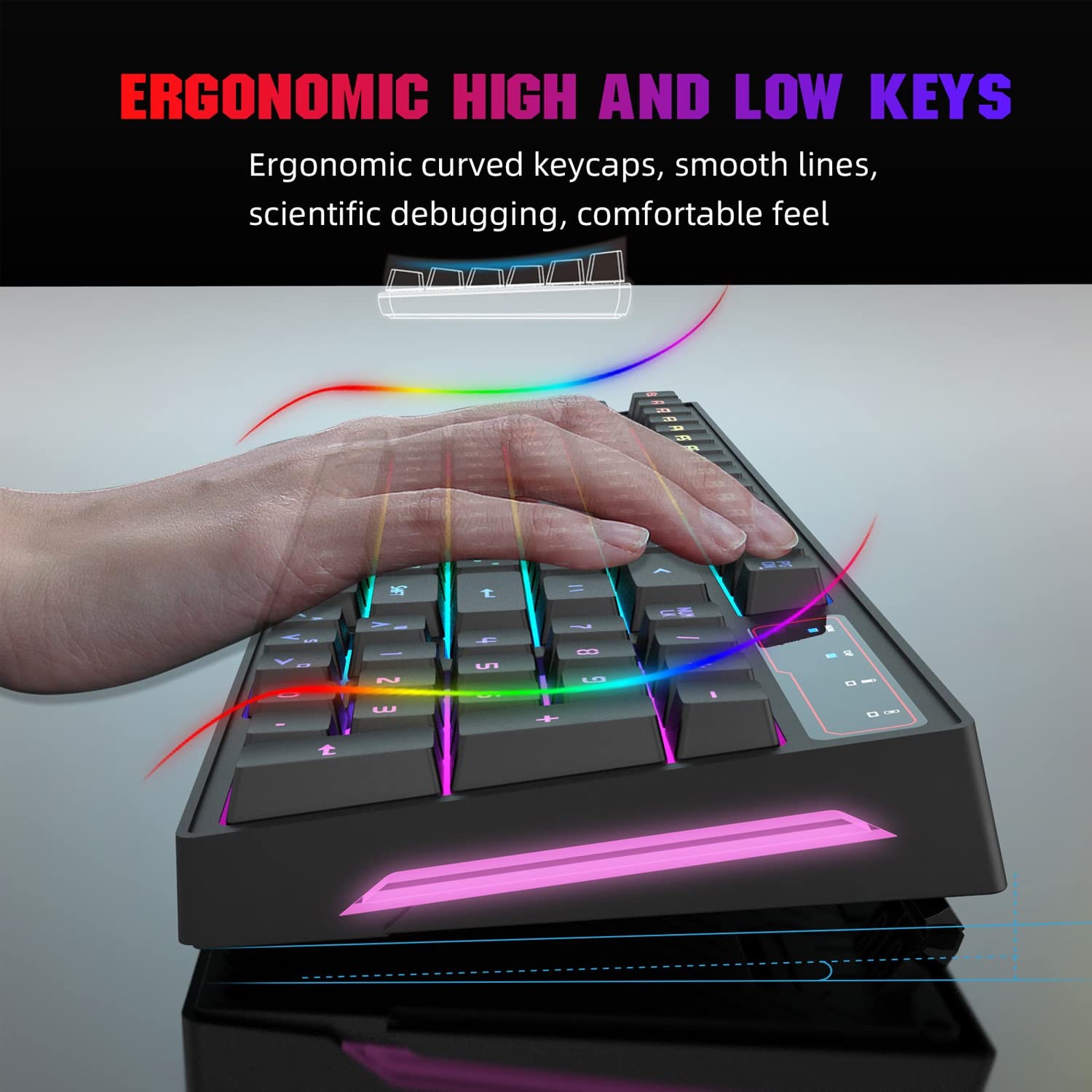 EXHNLE RGB Gaming Keyboard and Mouse Combo, Mechanical Feel LED Backlit Keyboard, Colorful Breathing Backlit Gaming Mouse for Working or Gaming