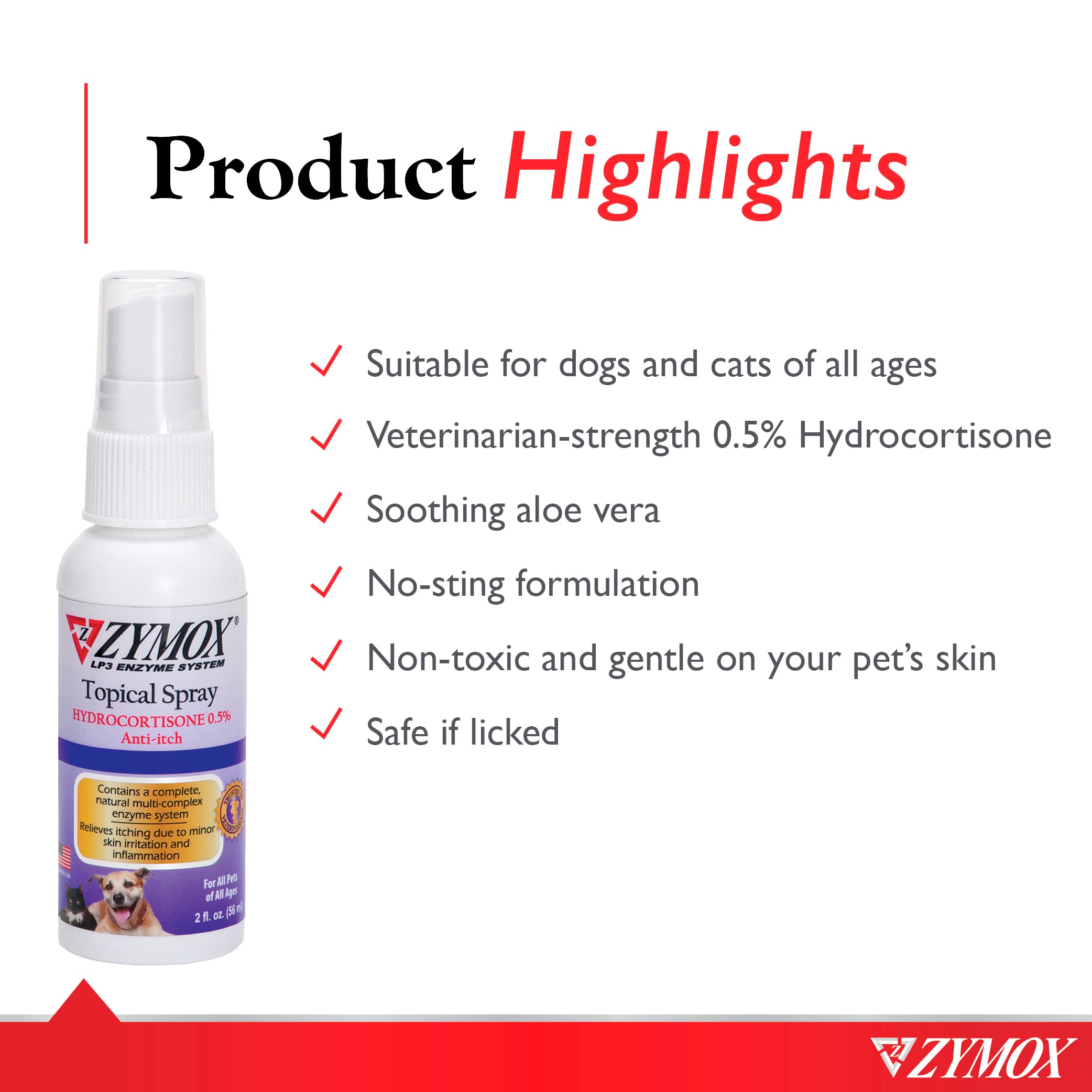 Zymox Topical Hot Spot Spray for Dogs and Cats with .5% Hydrocortisone, 2oz