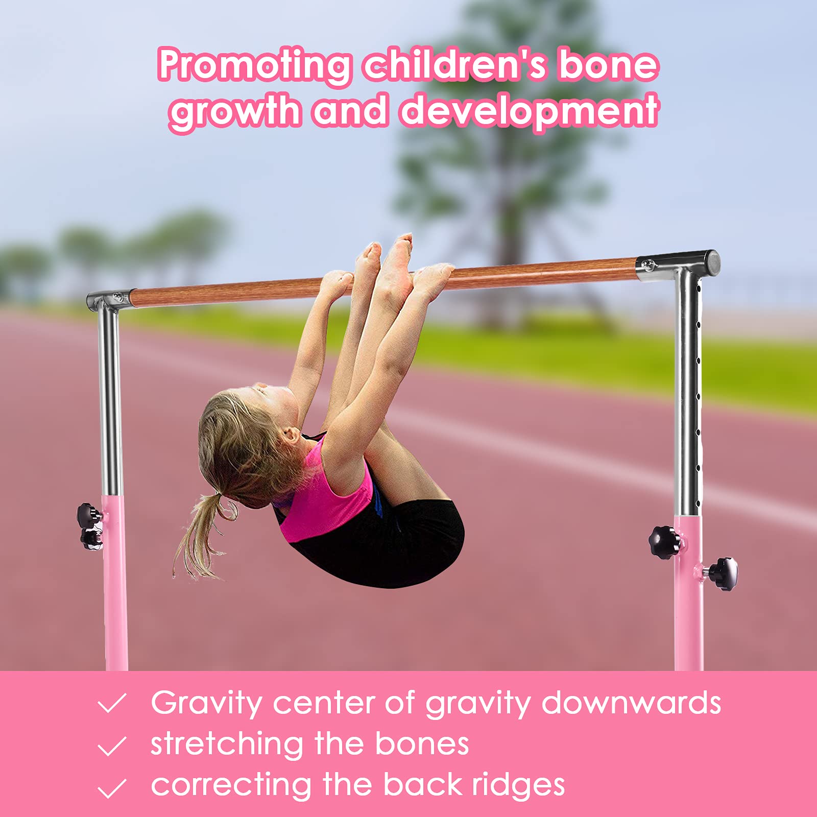 Dai&F Gymnastics Bars for Home, Adjustable Height Expandable Gymnastics Bars, Gymnastics Training Bar Children Folding Monkey Bars, bar Gymnastics for Home for Girls Boys(Blue)