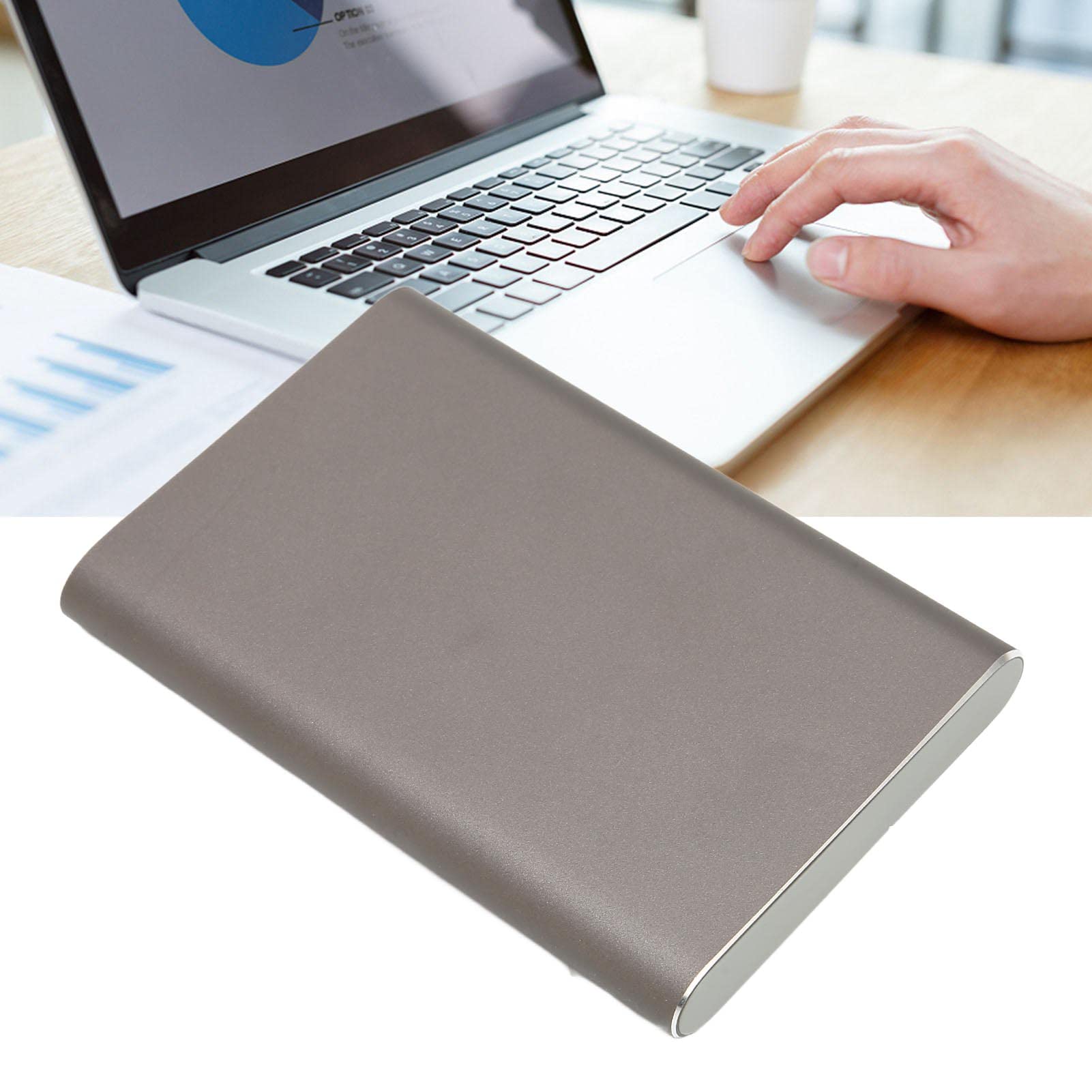 External Hard Drive, 6Gbps High Speed USB3.0 SSD Ultra Thin CNC Processing Aluminum Alloy Portable External SSD for Computers, TVs, Mobile Phones Silver Gray