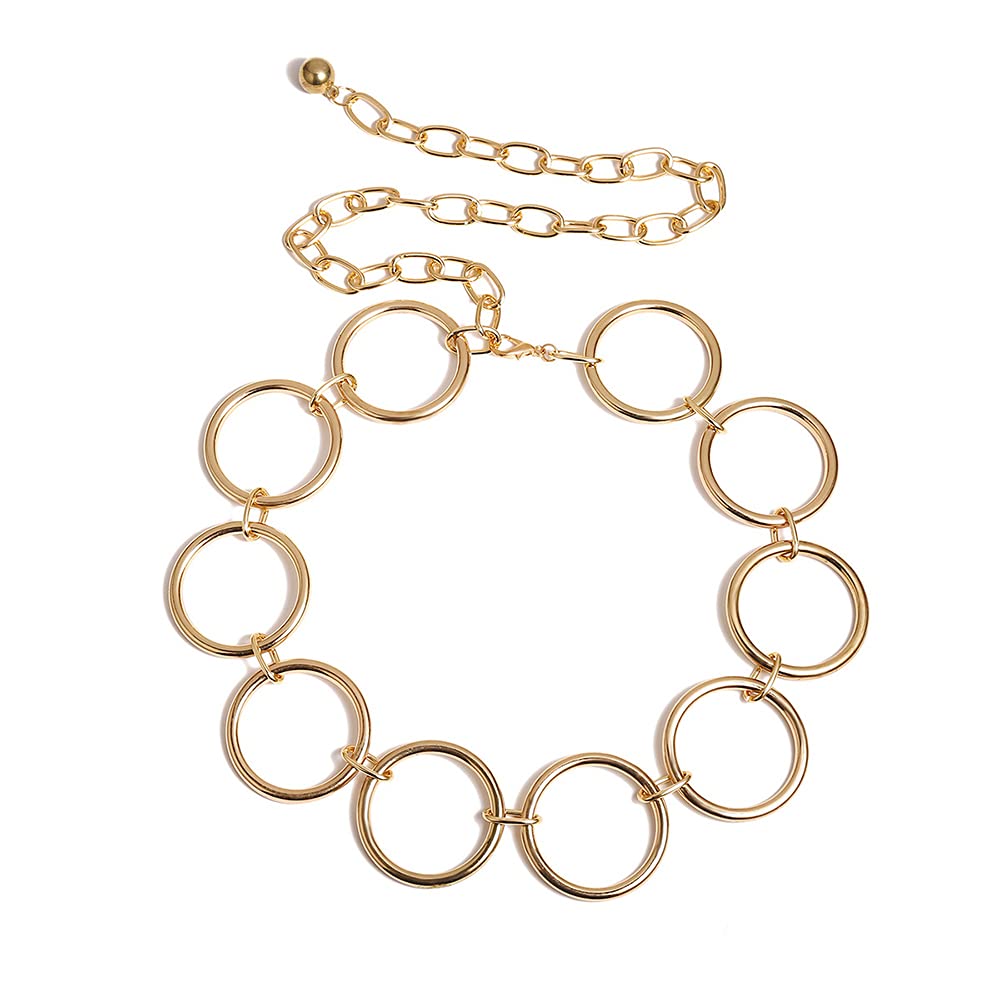 Circle Geometry Lady Body Chain Adjustable Tight Waist Chain Jeans Dress Waist Chain Gold