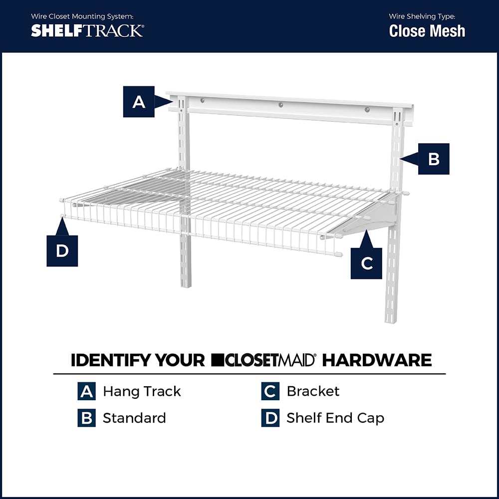ClosetMaid 2854 ShelfTrack Locking Shelf Bracket for 16 in. Deep Wire Shelving, for Adjustable Closet Systems, 1-Pack, White