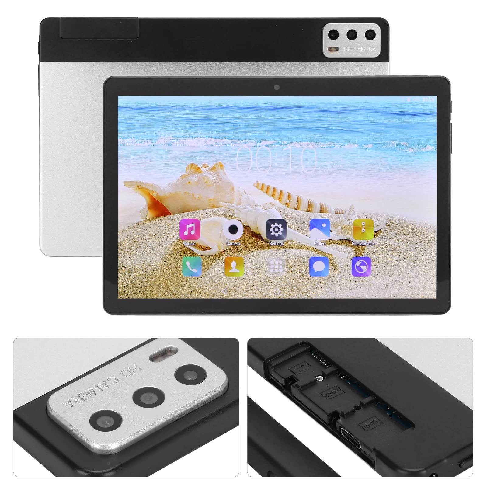 FOTABPYTI Tablet, Call Support 100-240V 10 Inch Tablet 10 Inch IPS Screen for Travel for Home (White)