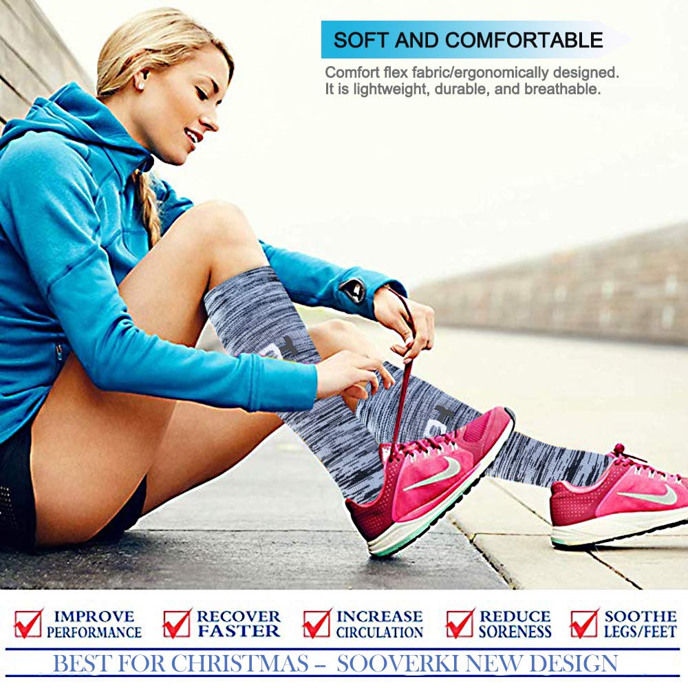 Copper Compression Socks for Women & Men 6 Pairs 15-20 mmHg is Best For Graduated Athletic, Running, Travel, Flight, Nurses(Large/X-Large)