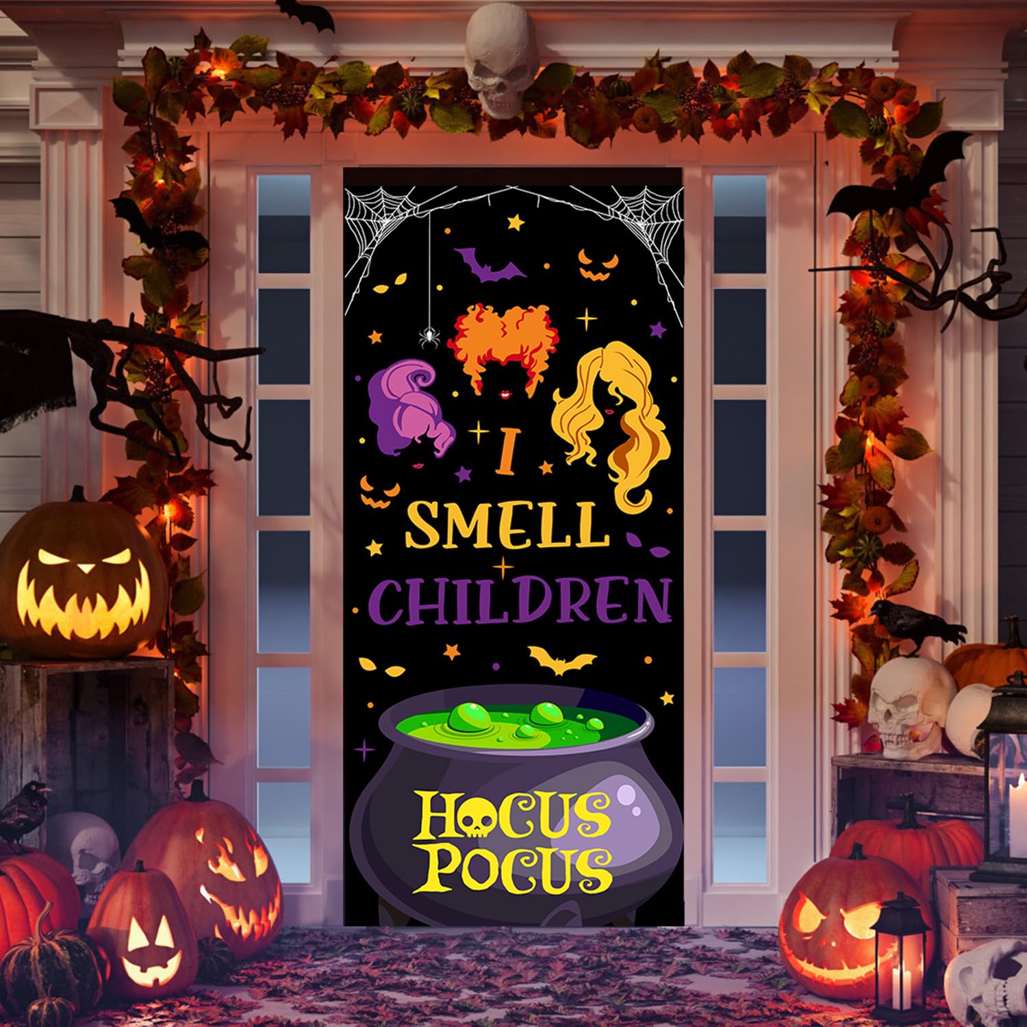 IMISHM Hocus Pocus Decorations Halloween Door Decorations Hocus Pocus Door Covers Halloween Door Covers for Hocus Pocus Party Decorations