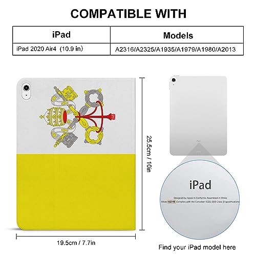Vatican Flag Fashion Case for IPAD 2020 AIR 4 (10.9in), Pen Slot Protective Cover for IPAD 2020 AIR 4 (10.9in), Convenient Magnetic Stand