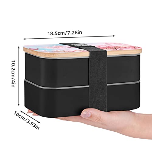 KOOLR Pink Sakura Print Bento Box Adult Lunch Box With 2 Compartments Stackable For Work Picnic Leak Proof Bento Box