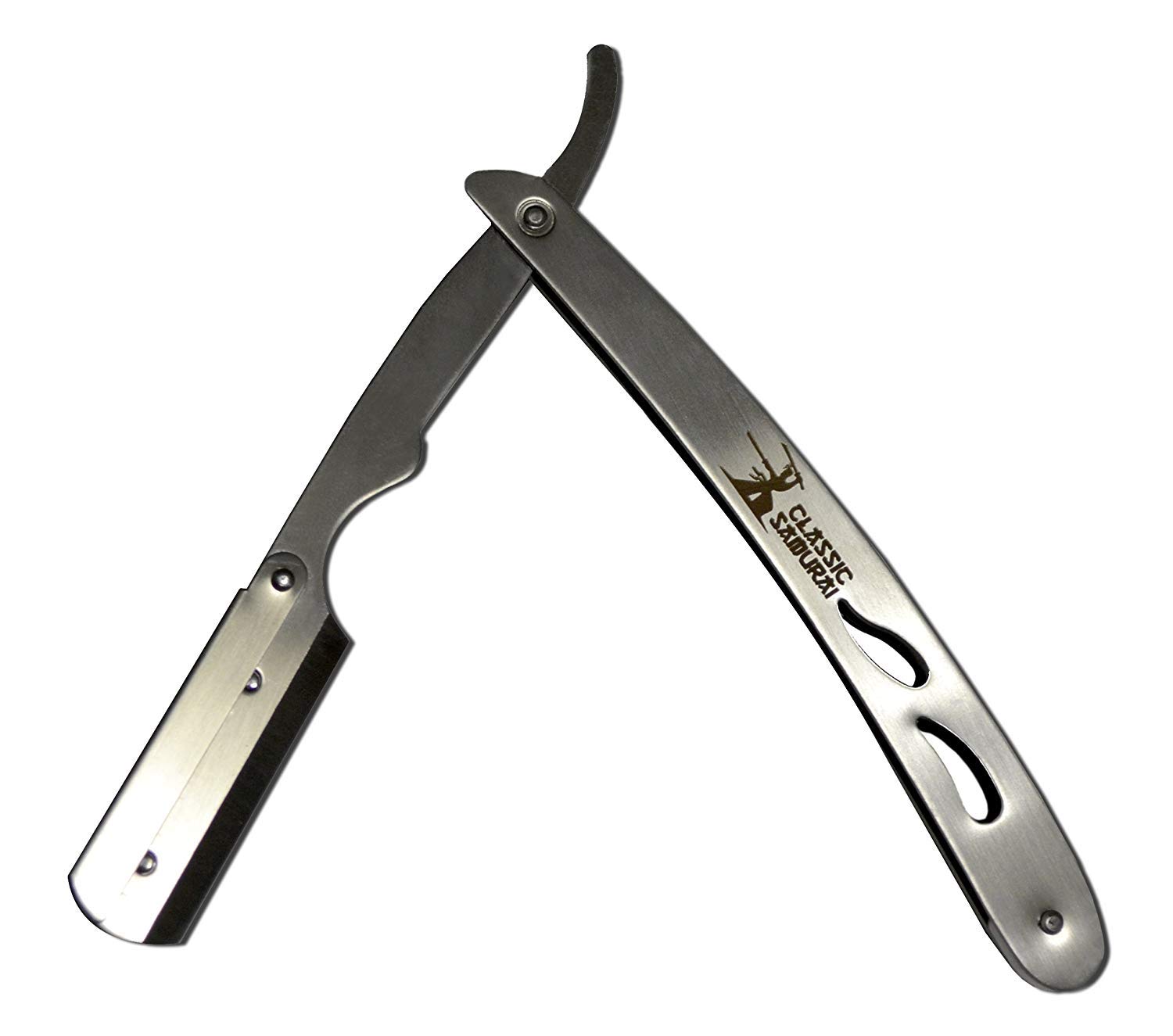 Classic Samurai CS-102 Stainless Steel Professional Barber Straight Edge Razor with 15 Astra Double Edge Razor Blades (Silver + 15 Astra Blades)