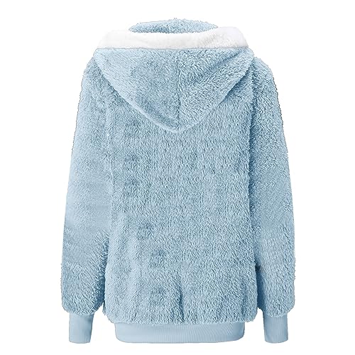 Hoodies for Teens,Womens Hoodies Zip Up, Zip Up Hoodies for Women 2023 Fall Fashion Solid Color Sweatershirt Pullover Tops Warm Wool Plush Coat Furry Fleece Jacket