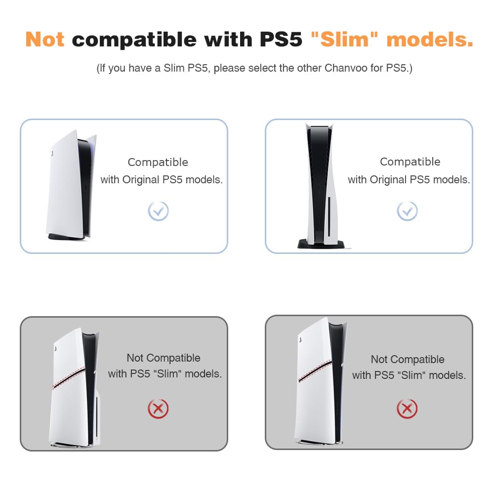 Chanvoo Metal Wall Mount for PS5 and PS5 Slim, Behind TV Wall Holder Bracket Kit Compatible with Playstation 5/5 Slim Disc & Digital Edition Console (Black)