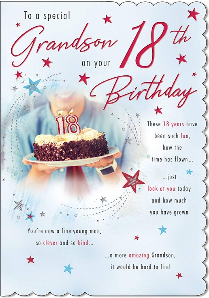 Piccadilly Greetings Traditional Milestone Birthday Card Age 18 Grandson - 9 x 6 inches -