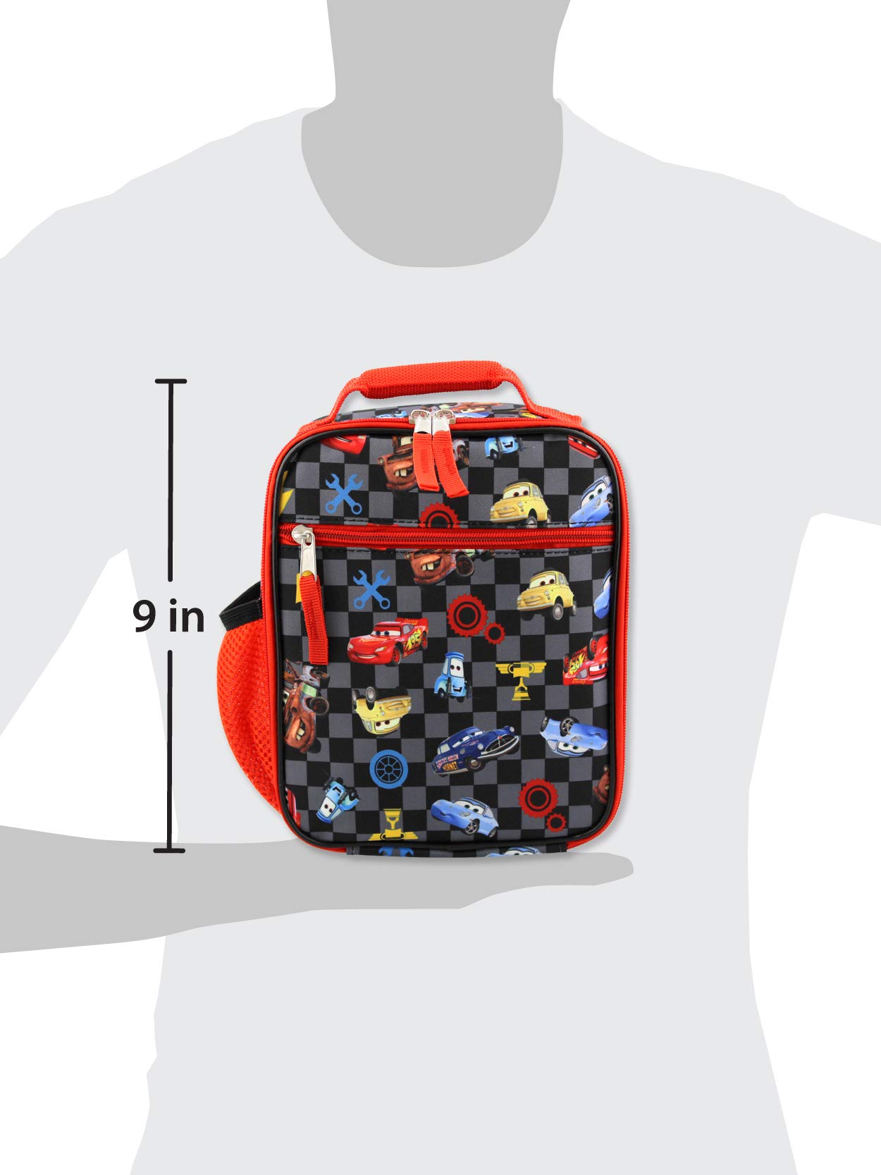 Disney Cars Meal Holder, Lightning McQueen Boys Soft Insulated School Lunch Box (One Size, Black/Red)