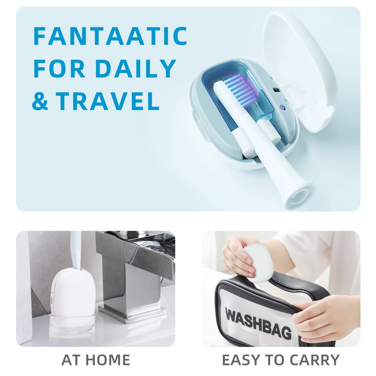 glubb-zone Toothbrush Heads Box Rechargeable & Portable Fits All Electric and Manual Toothbrushes,Safety Feature for Home and Travel