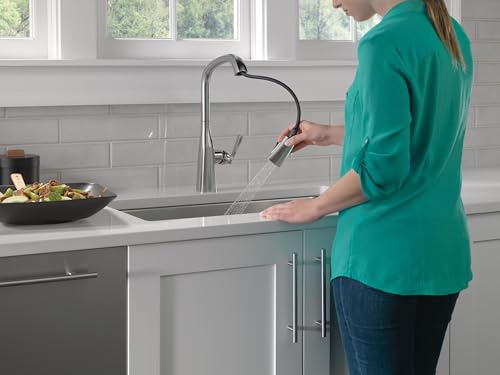Delta Faucet Stryke Brushed Nickel Kitchen Faucet, Kitchen Faucets with Pull Down Sprayer, Kitchen Sink Faucet, Faucet for Kitchen Sink, Magnetic Docking, Lumicoat Arctic Stainless 9176-AR-DST