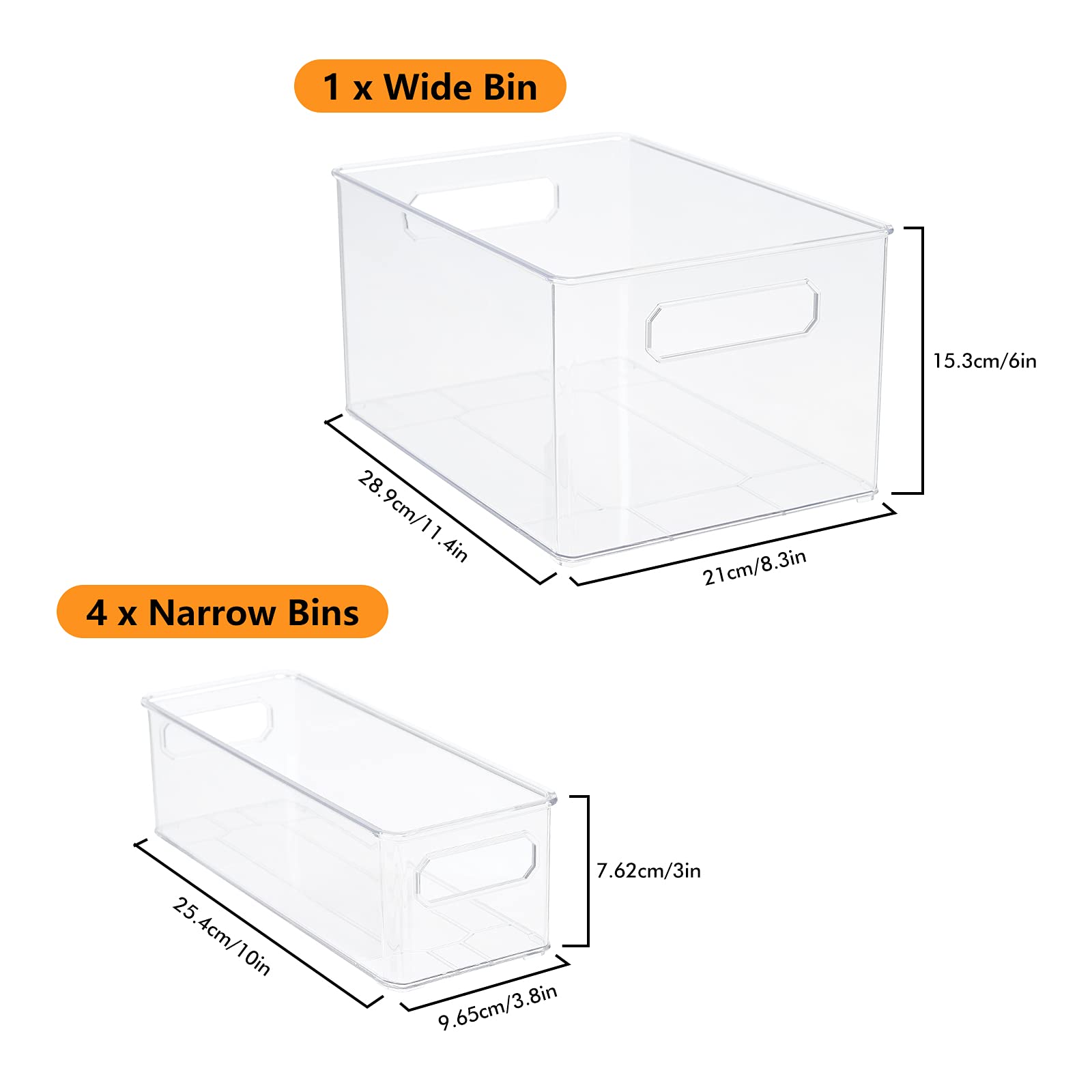elabo Food Storage Containers Fridge Produce Saver- Stackable Food Storage Organizer Bins for Kitchen Cabinet, Freezer, Fridge, Pantry Storage Organization, Clear Plastic BPA Free