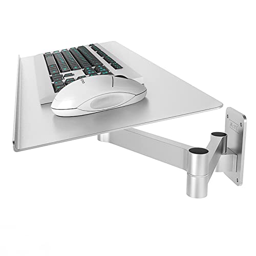 HM&DX Wall Mount Adjustable Keyboard Tray,Keyboard and Mouse Tray Wall Mount,Height Adjustable Typing Platform,sit-Stand Keyboard Arm Keyboard Bracket,Swivel Keyboard Tray for Home Office