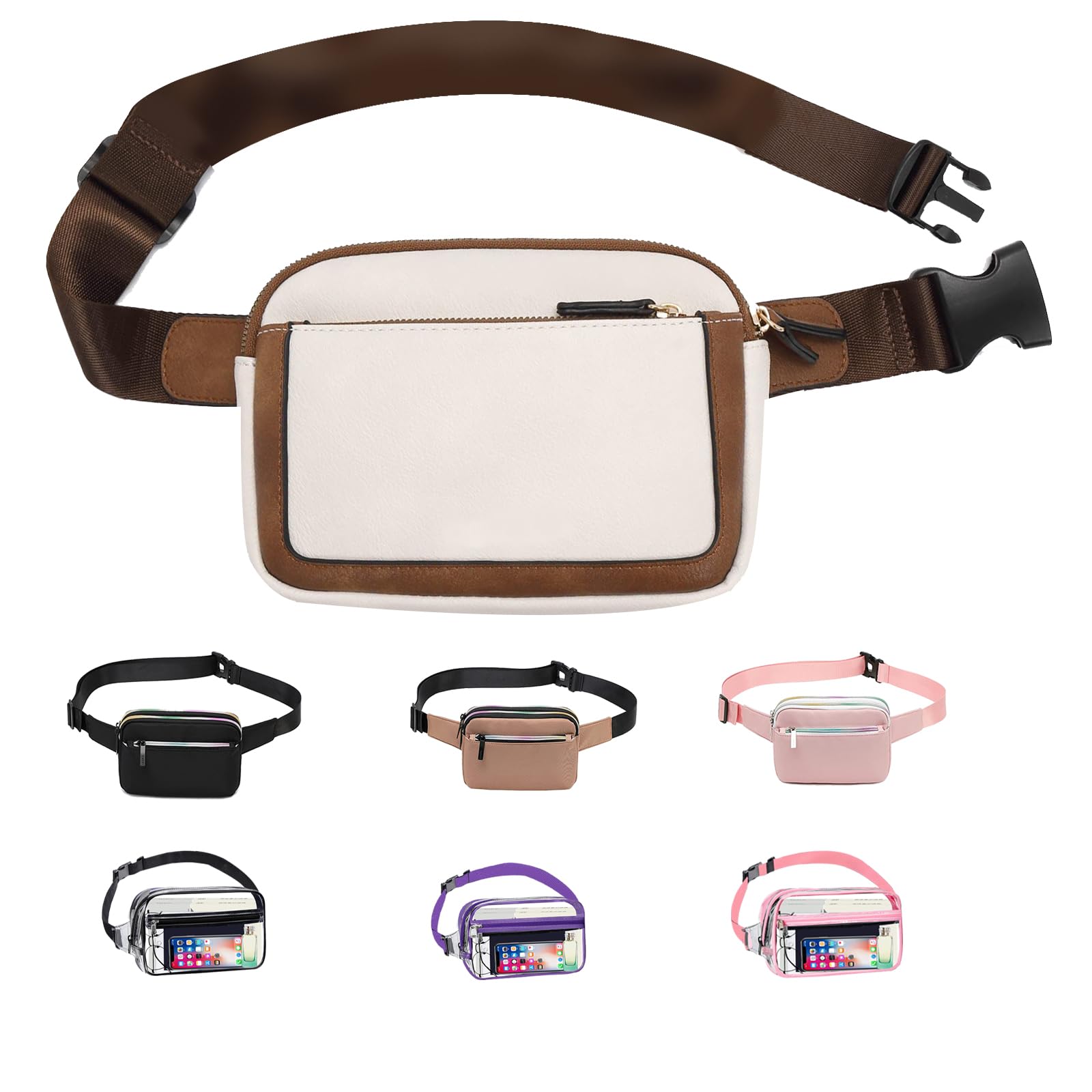 Clear Fanny Pack Belt Bag Stadium Approved for for Women Men, Transparent Waist Pack with Adjustable Strap for Concerts-Grey