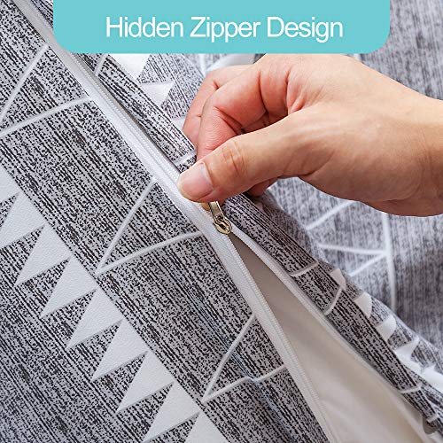 Lekesky Grey Duvet Cover Queen Size Boho Comforter Cover Queen 3pcs Ultra Soft Microfiber Breathable Bedding Duvet Cover Set with Zipper Ties (1 Duvet Cover 90x90 +2 Pillow Cases, No Comforter)