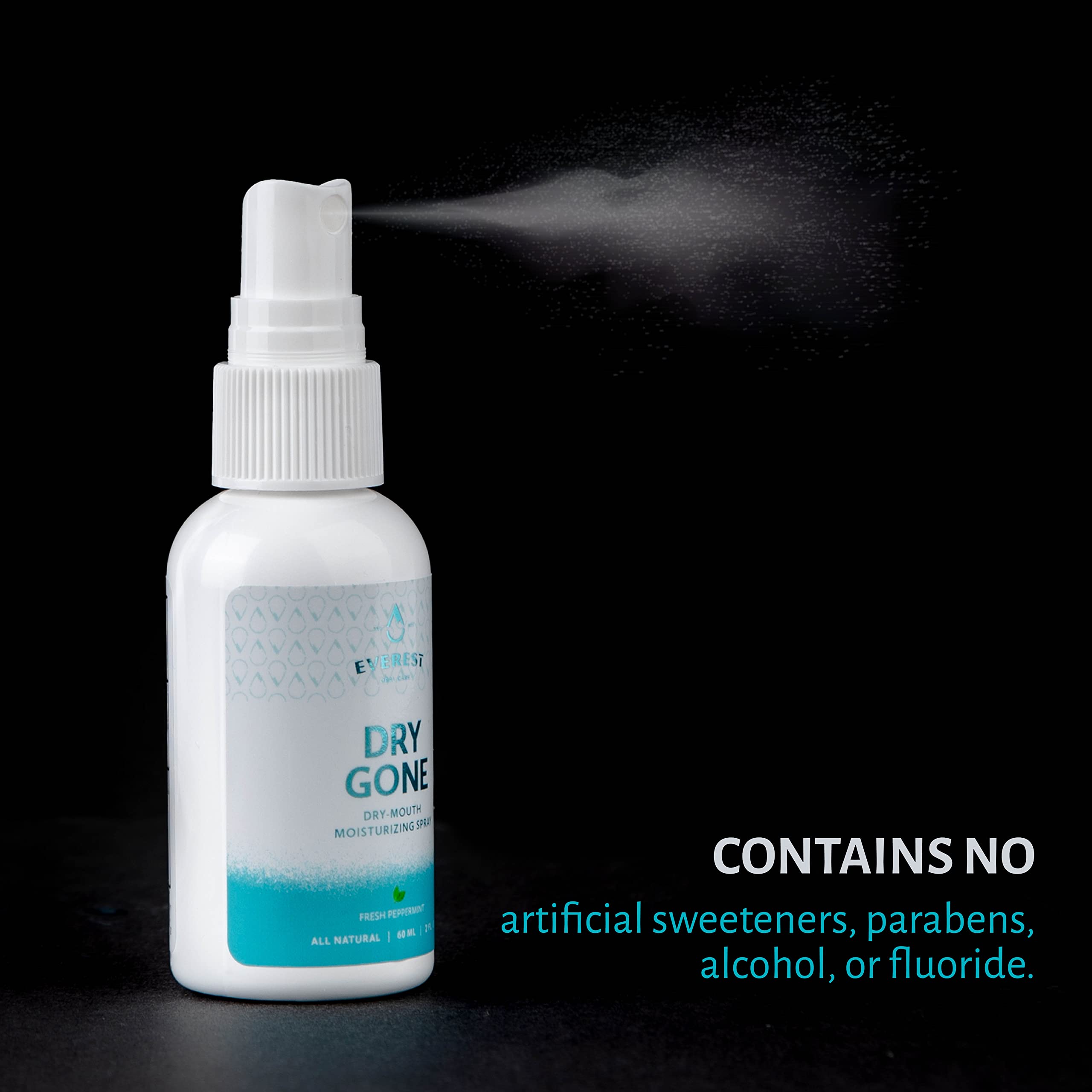Natural Dry Mouth Moisturizing Spray with Xylitol - Dry Gone Throat Moisturizer Provides Relief from Cotton Mouth with Neem, Peppermint Oil, & Herbal Extracts (2 Fl Oz)