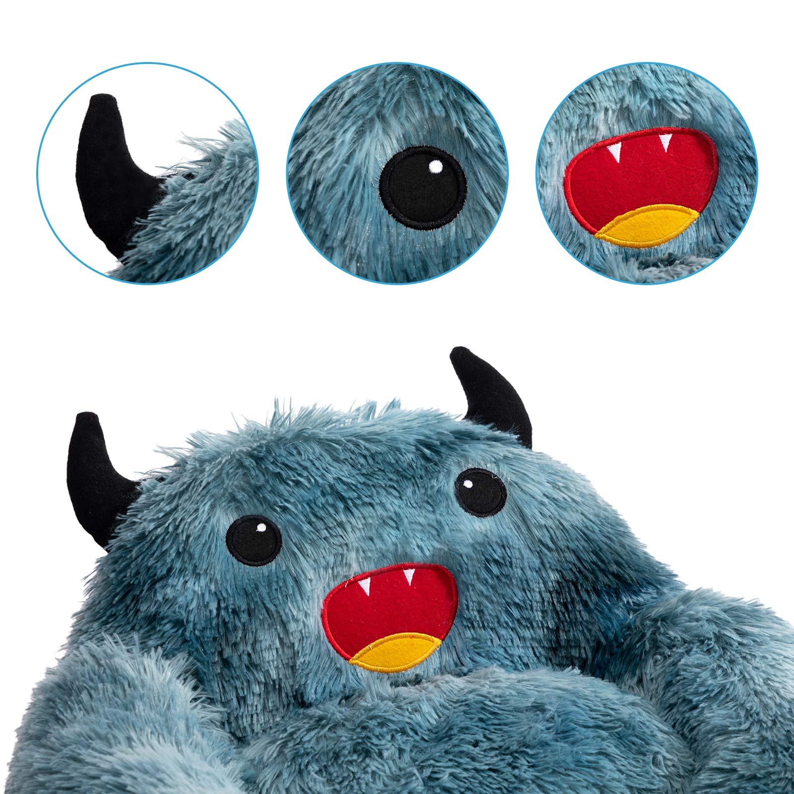 Hollypet Self-Warming Donut Pet Bed Round Faux Fur Luxury Cozy Cat Nest Monster Sleeping Bed for Cats and Dogs, Blue, Medium