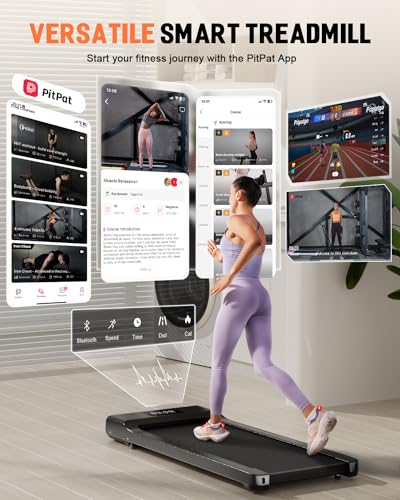 DeerRun Walking Pad, Smart Under Desk Treadmill for Home/Office, Portable Walking Treadmill 2.5HP, Walking Jogging Machine with 300 lbs Weight Capacity, APP/Remote Control, LED Display