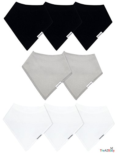 TheAZBaby Baby Bandana Drool Bibs 8 Pack Baby Bibs for Boys, Girls, Unisex Basic Colors
