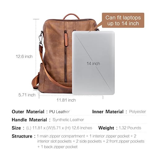 CLUCI Womens Backpack Leather Fashion Travel Casual College Work Backpack Detachable Ladies Covertible Shoulder Bag