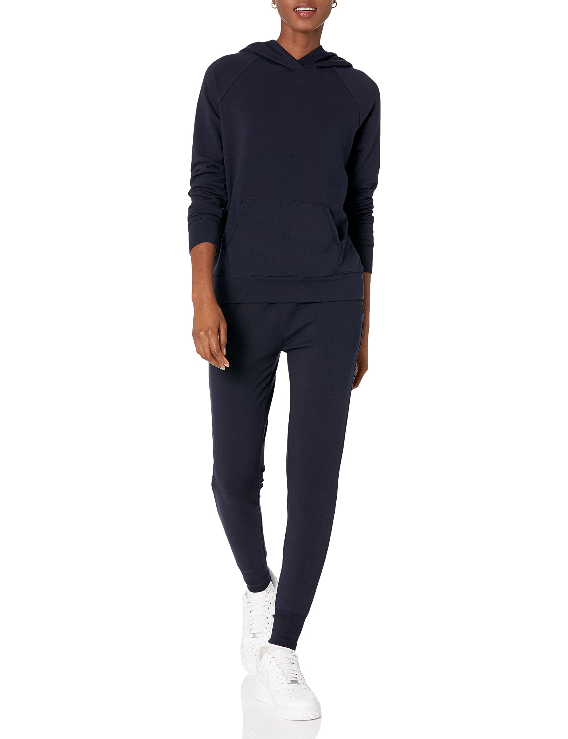 Daily Ritual Women's Terry Cotton and Modal Relaxed-Fit Long-Sleeve Hooded Sweatshirt, Navy, X-Large