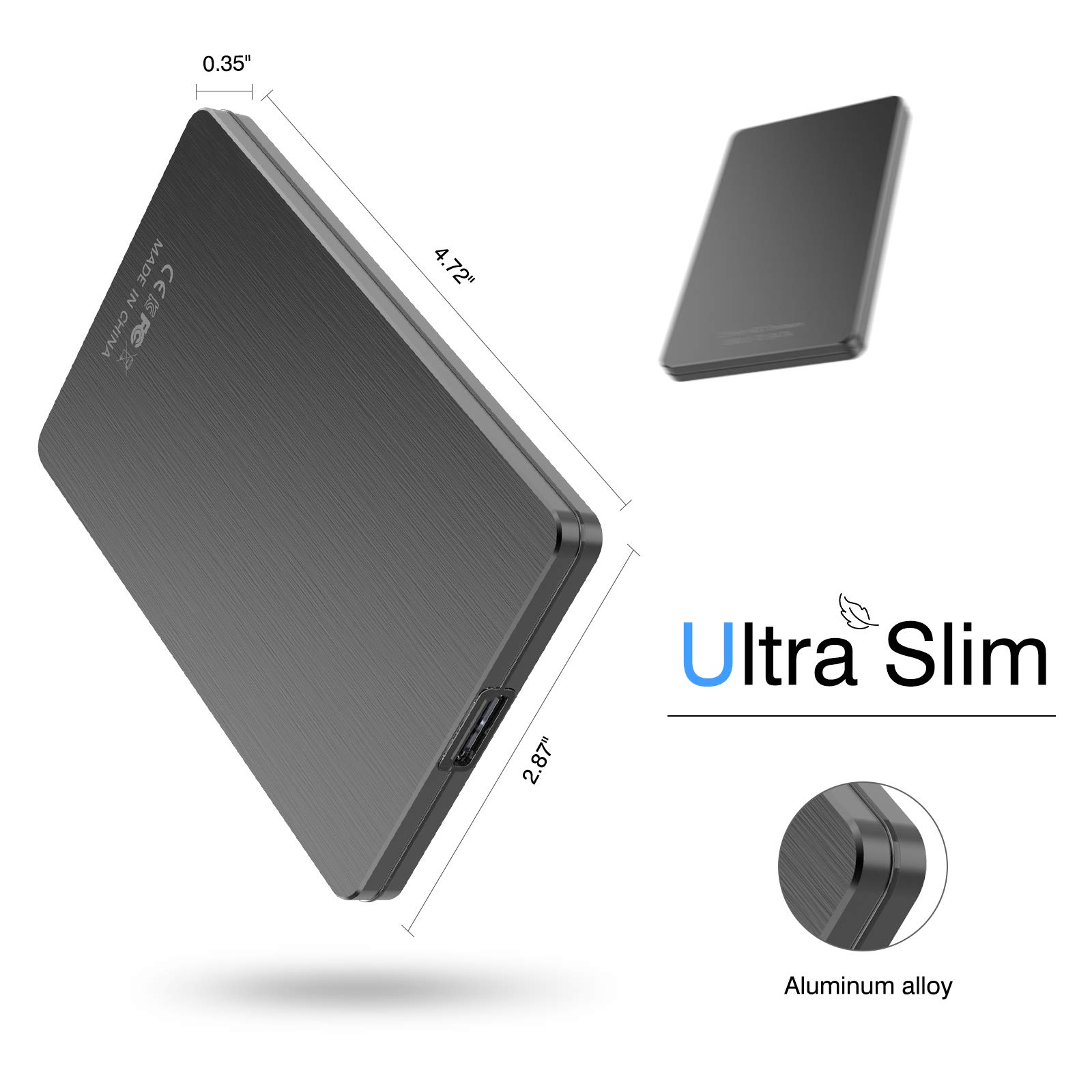 External Hard Drive, Hard Drive HDD Storage - 500GB Ultra Slim Portable Hard Drive HDD Storage USB3.0 Compatible for PC, Mac, Laptop, Chromebook, PS4, Xbox one-Black