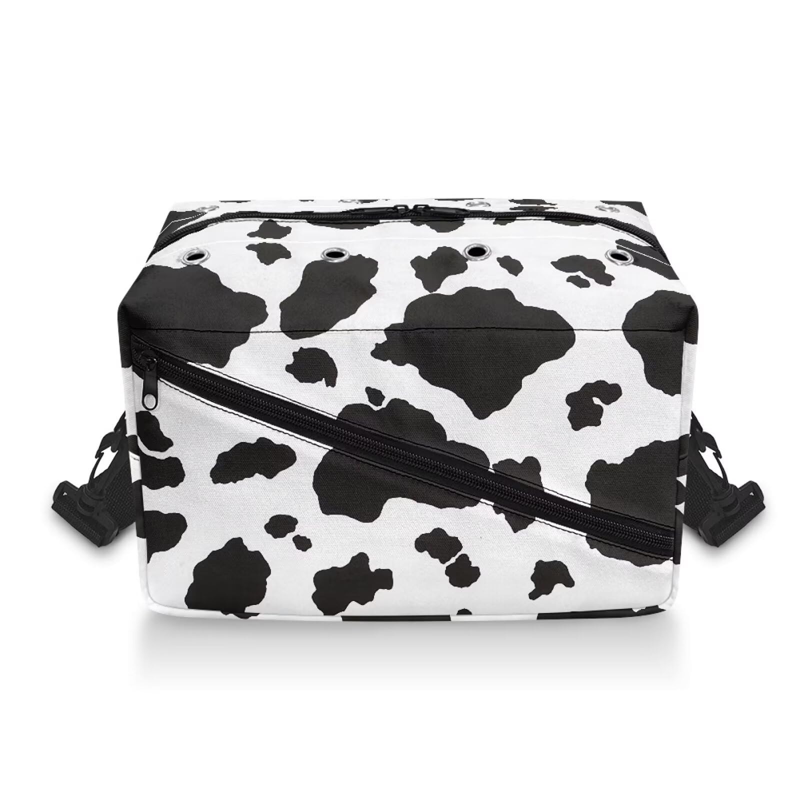 Kathyboom Cow Print Knitting Bag for Yarn Storage, Large Capacity Yarn Tote Organizer Crochet Bag for Knitting Needles, Crochet Hooks and Other Accessories
