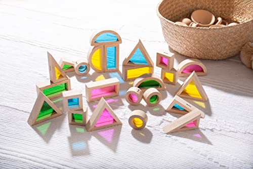 TickiT Rainbow Blocks - Set of 24 - Sensory Blocks for Toddlers Aged 12M+ - Colorful Montessori Stacking Shapes - First Building Blocks