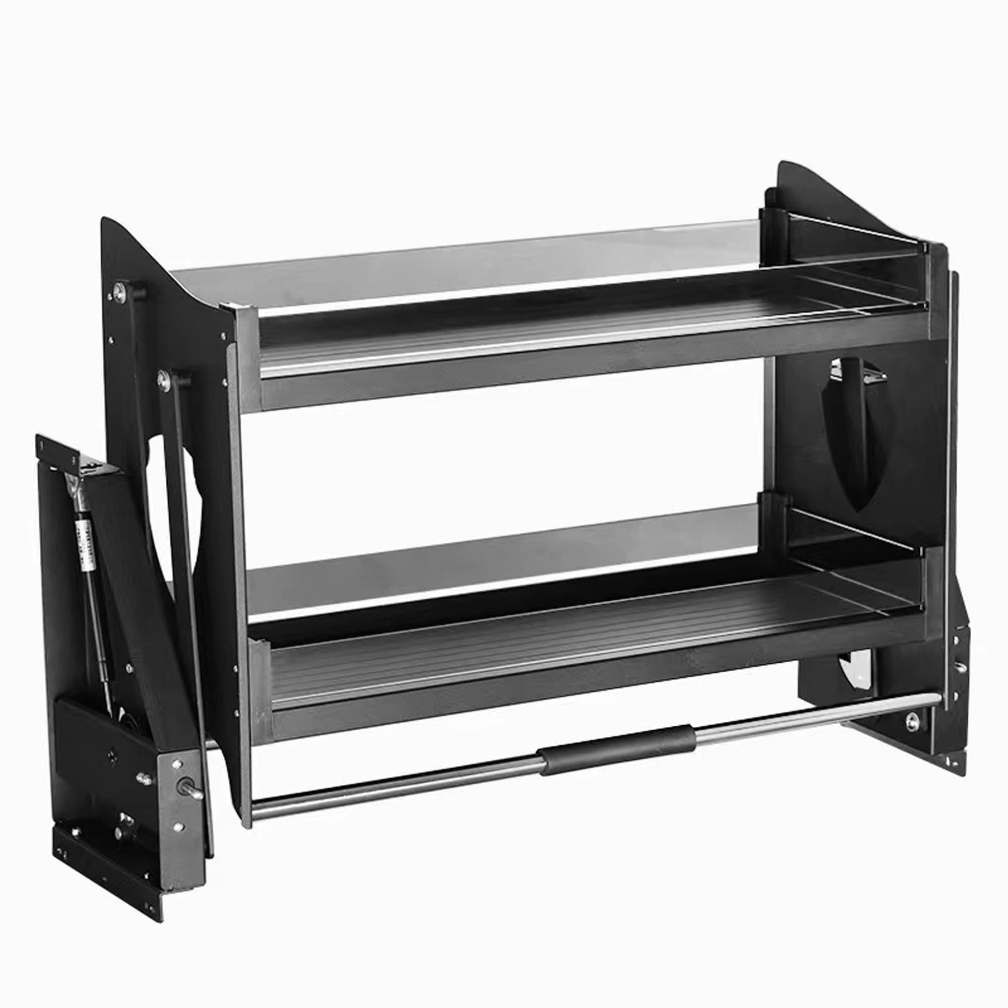 Ebusin 30 Inch Pull Down Cabinet Organizer - 2 Tier Kitchen Cabinet Pull Down Shelf Upgraded Model with Larger Capacity Ideal Spice Rack Organizer for Kitchen Cabinets.