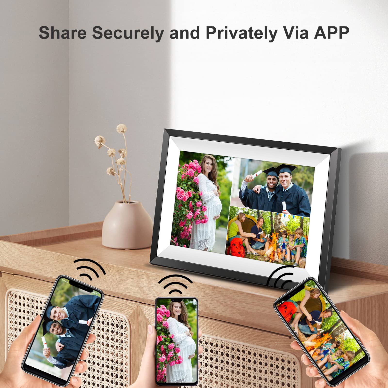 Frameo Digital Frame WiFi 15.6, MARVUE Vision 15 WiFi Electronic Digital Picture Frame Smart Touch Screen Large Frameo &16GB Storage,Easy Setup to Share Video and Photos from Phone