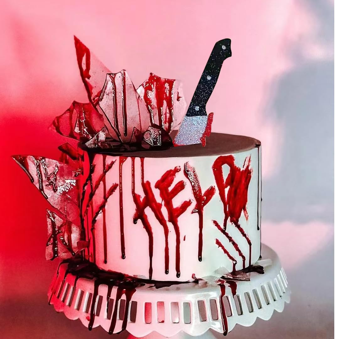 Halloween Cake Topper Bloody Knife Cake Topper Halloween Killer Theme Cake Topper