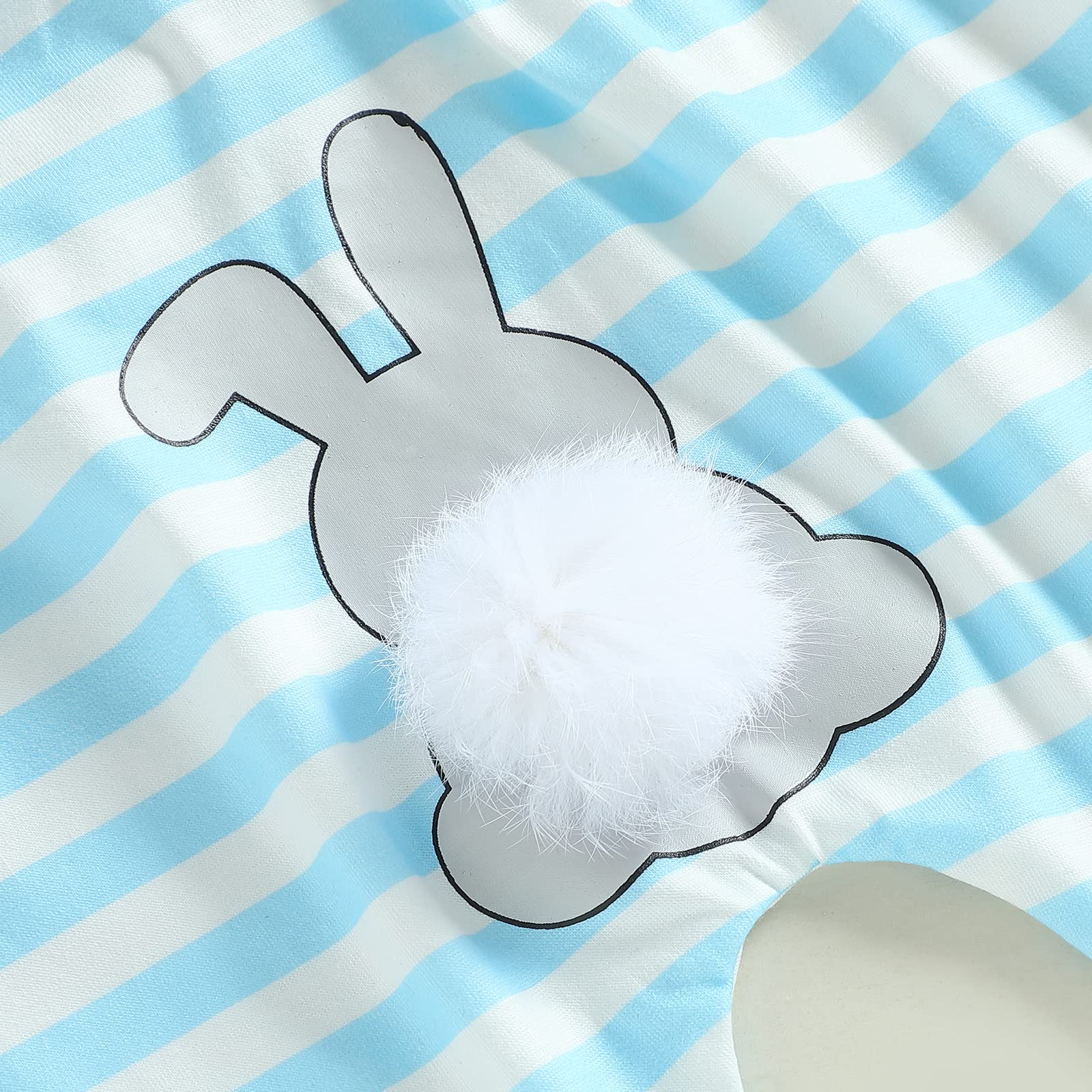 GOOCHEER First Easter Outfit Baby Girl Boy Long Sleeve My 1st Easter Bodysuit Romper Pants Bunny Ears Hat 3PCS Clothes Set (Striped Blue, 3-6 Months)