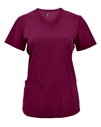 GT Performance Women Medical Nursing Scrub Top GT 4FLEX-Berry/Wine-Medium