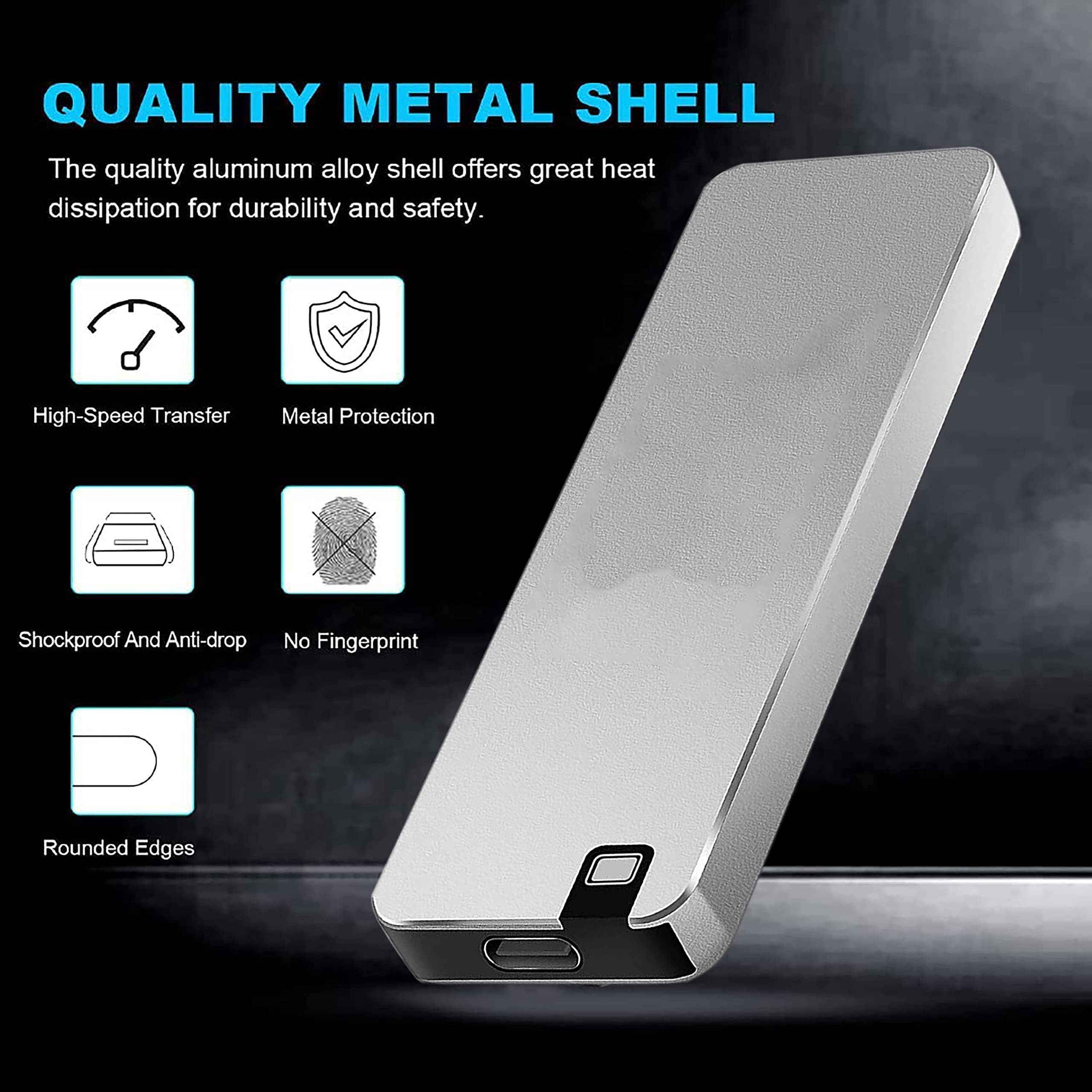 External Hard Drive,16𝐓𝐞𝐫𝐚𝐛𝐲𝐭𝐞 Portable SSD Hard Drive,Computer Data Backup Drive Fast Transfer Up to 500MB/s, External Solid State Drive,16TB External Hard Drive Compatible for Desktop,Laptop